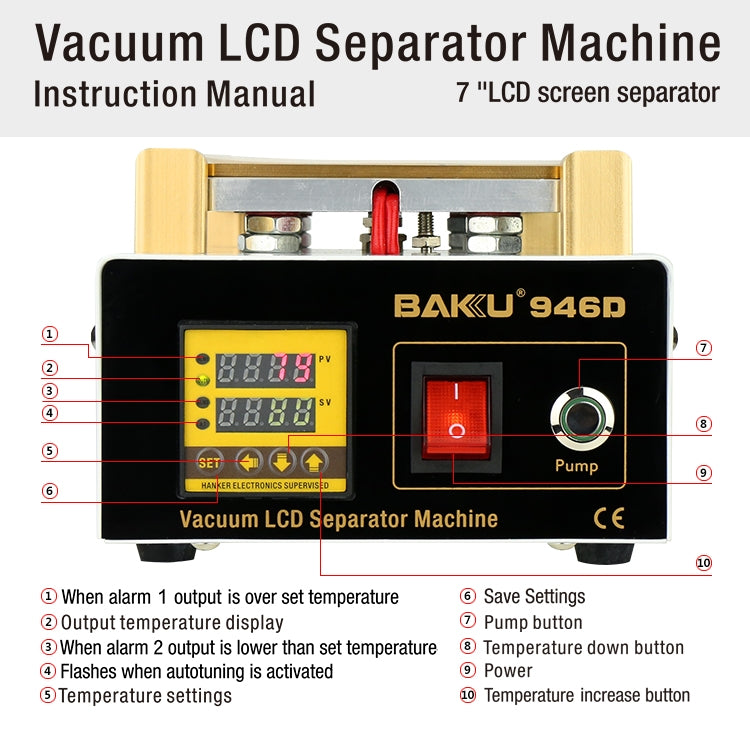 BAKU BK-946D 200W Vacuum LCD Touch Panel Separator Machine, AC 110V – Maverick Sales