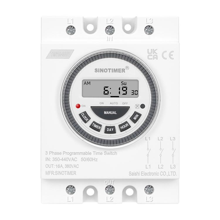 SINOTIMER TM619-380V 16A 3 Phase Timer Switch 7-Day Programmable Minim – Maverick Sales