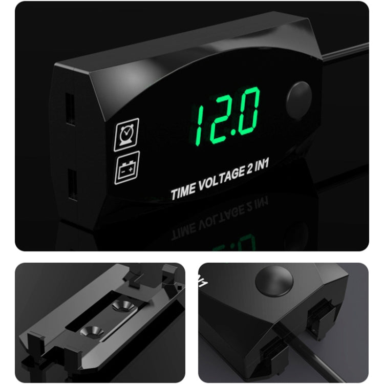 Motorcycle Multi-functional 2 in 1 Digital Display Voltmeter + Electro ...