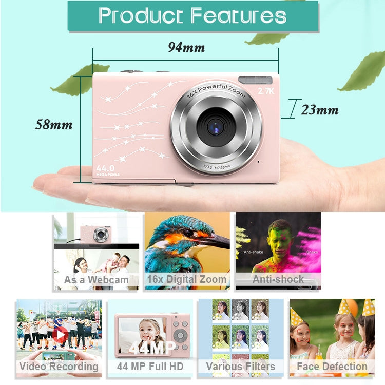 DC402 2.4 inch 44MP 16X Zoom 1080P Full HD Digital Camera Children Car ...