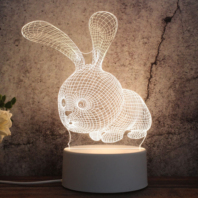 White Base Creative 3D Tricolor LED Decorative Night Light, Plug Versi ...