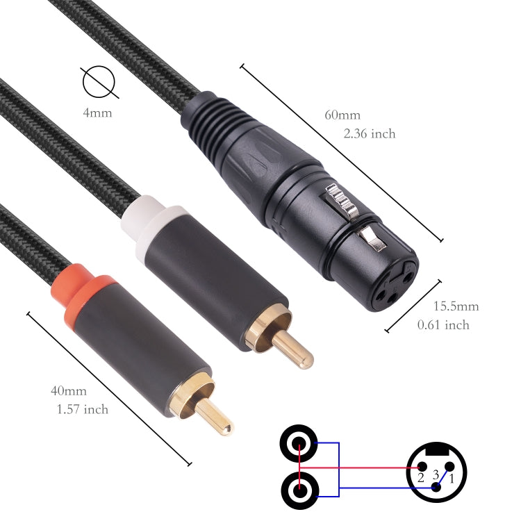 RCA20 XLR Female to Dual RCA Y-Splitter Audio Cable, Length:2m ...