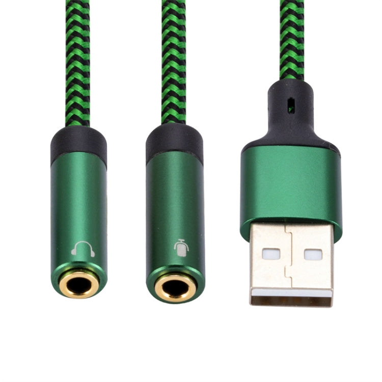 USB-A to Dual 3.5mm Separate Style Audio Adapter Cable, Length:2m(Gree ...