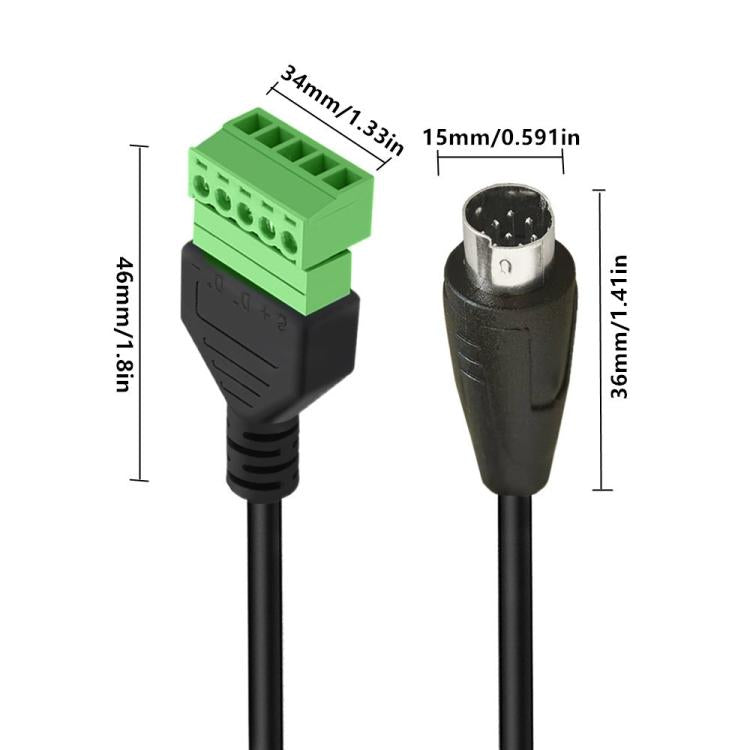 S-Video 8 Pin Male to 5 Pin Female Bolt Screw with Shield Terminals Pl ...