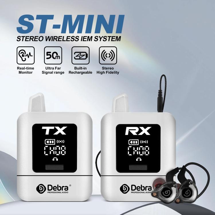 DEBRA ST-mini 2.4G Stereo Wireless Monitor System Receiver + Earphones ...