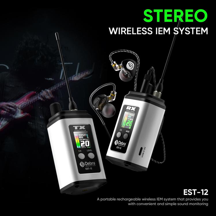 DEBRA EST-12 Portable Stereo Wireless Monitor System Transmitter & Rec ...