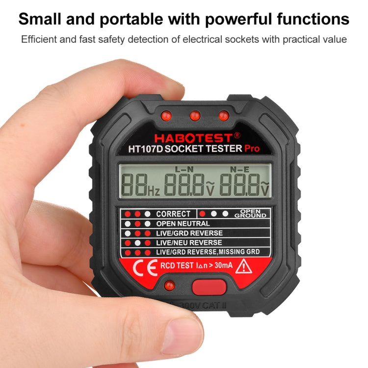HABOTEST HT107D Multifunctional Digital Display Socket Tester (EU Plug ...