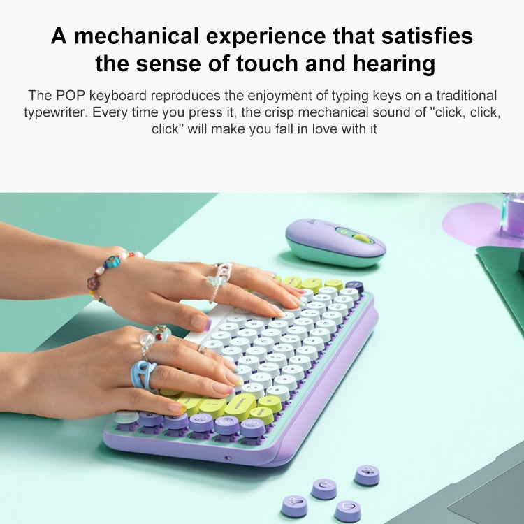 Logitech POP KEYS Round Button Bluetooth Mechanical Keyboard (Purple ...