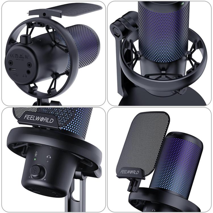 FEELWORLD VM1-XS USB Condenser Gaming Microphone for Streaming Noise C ...