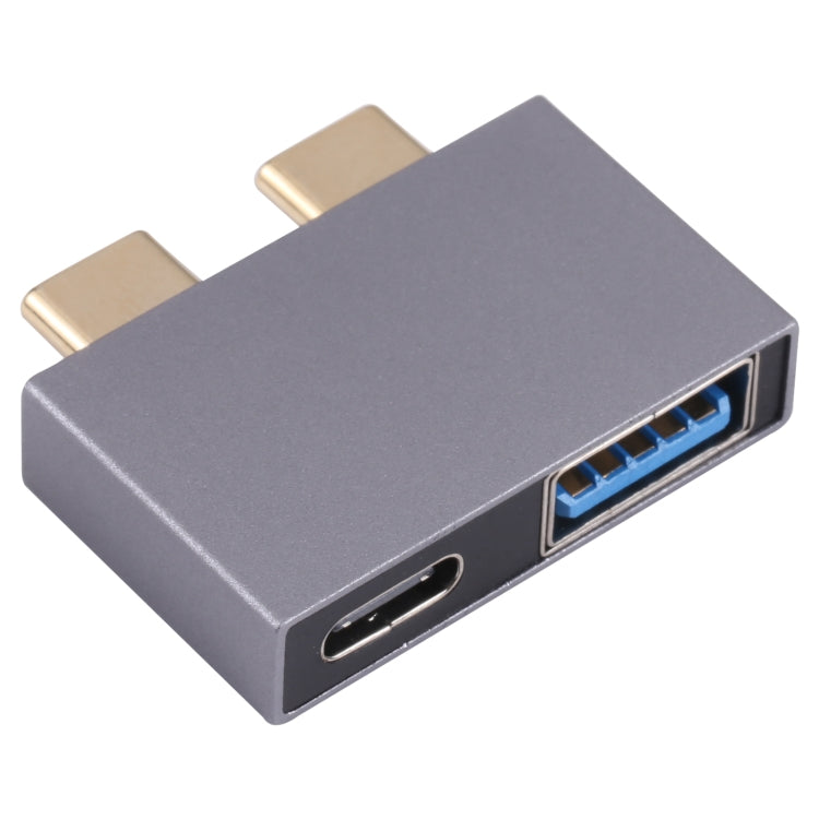 USB Female + USB-C / Type-C Female to 2 x USB-C / Type-C Male Adapter ...