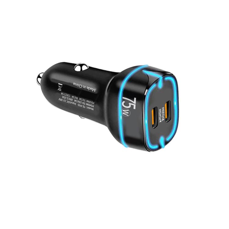 PD45W + PD30W Dual Port Type-C Car Charger with USB-C to USB-C Data Ca ...