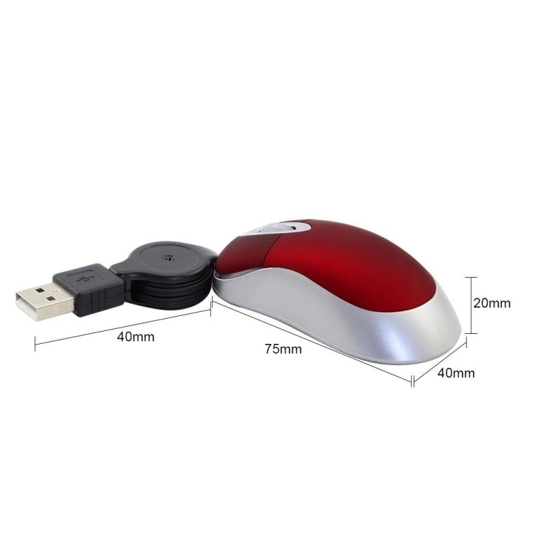 Mini Computer Mouse Retractable USB Cable Optical Ergonomic1600 DPI Po ...
