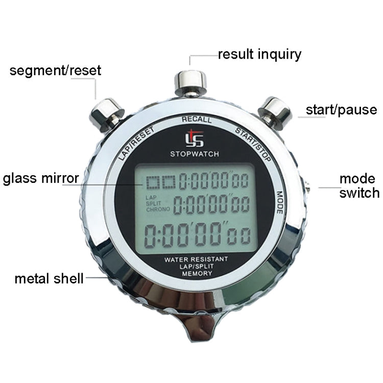 YS Metal Stopwatch 3 Rows Display Running Training Electronic Timers ...