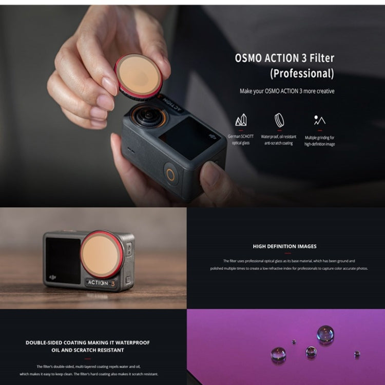 PGYTECH For DJI OSMO Action 3 Filter Camera Lens Pro Version,Spec: CPL ...