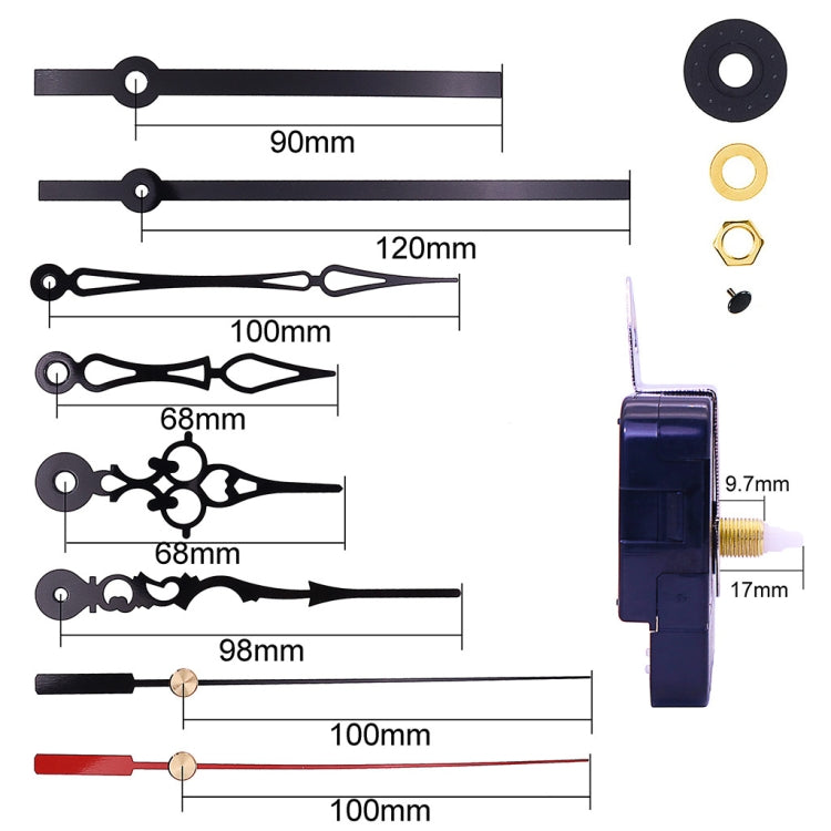 Shaft Length 17mm Quartz Clock Movement + 3 Sets Hands DIY Kit ...