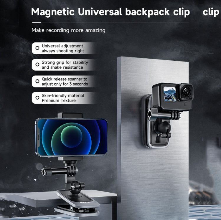 TELESIN 360 Degree Rotation Magnetic Backpack Clip Clamp Mount For Act ...