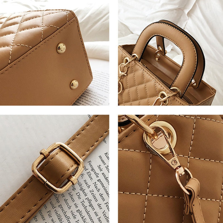 Retro Rhombus Pattern Women Handbag Texture Leather Crossbody Bag(Brow ...