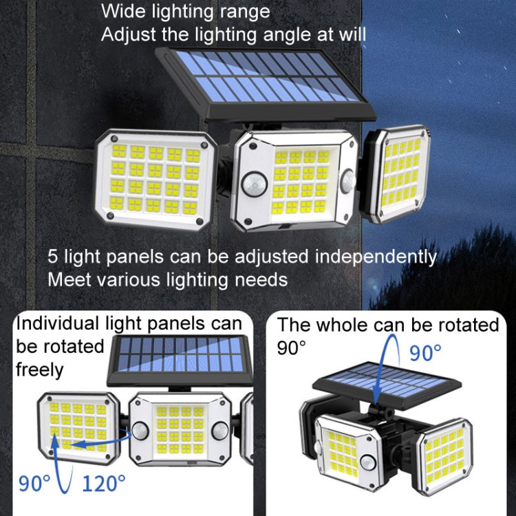 Outdoor Triple Head 224LEDs Dual Sensor Solar Wall Light Rotating Body ...