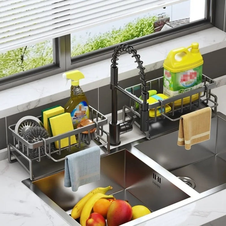 Kitchen Sink Multifunctional Drain Rack Sponge Rag Storage Shelf White ...