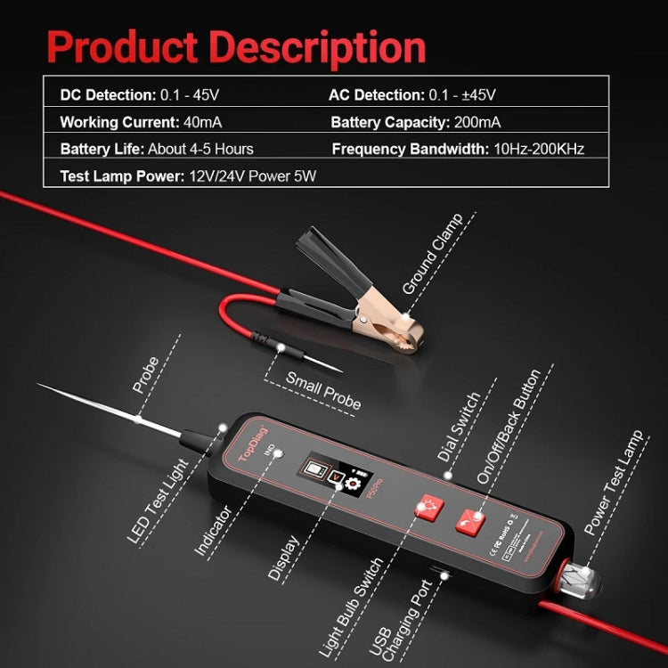 JDiag Mini Circuit Tester AC/DC Detection Multi-function Oscilloscope ...