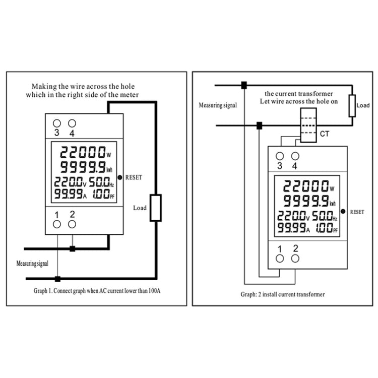 SINOTIMER SDM009 Din Rail Single-Phase Voltage Current Frequency Power ...