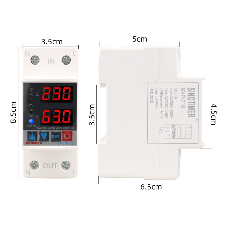 SINOTIMER SVP-718 63A Adjustable Self-resetting Intelligent Over-volta ...
