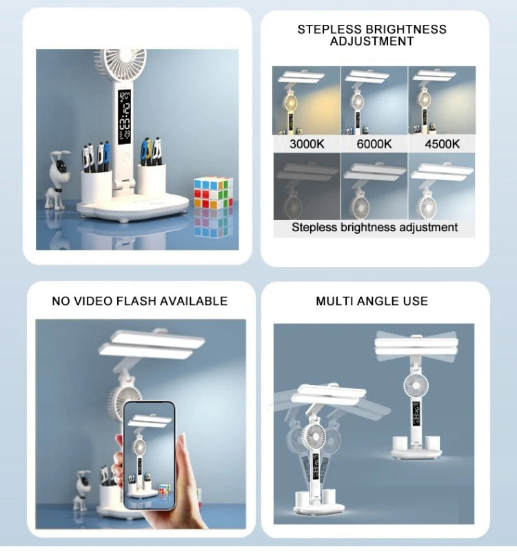 Double Head Horizontal Desk Lamp 3 Light Color Reading Lamp, Spec: Cha ...
