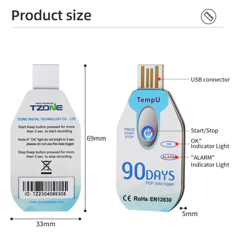 TempU Disposable Temperature Recorder For Cold Chain Transport Vehicle ...