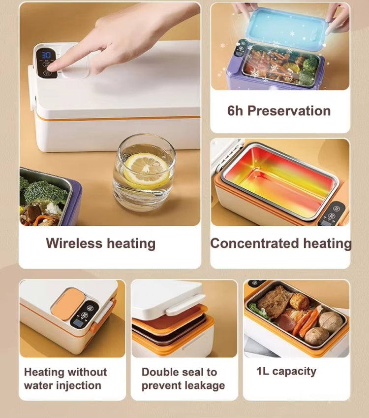 1000ml Wireless Heating Lunch Box USB Rechargeable Bento Box English V ...