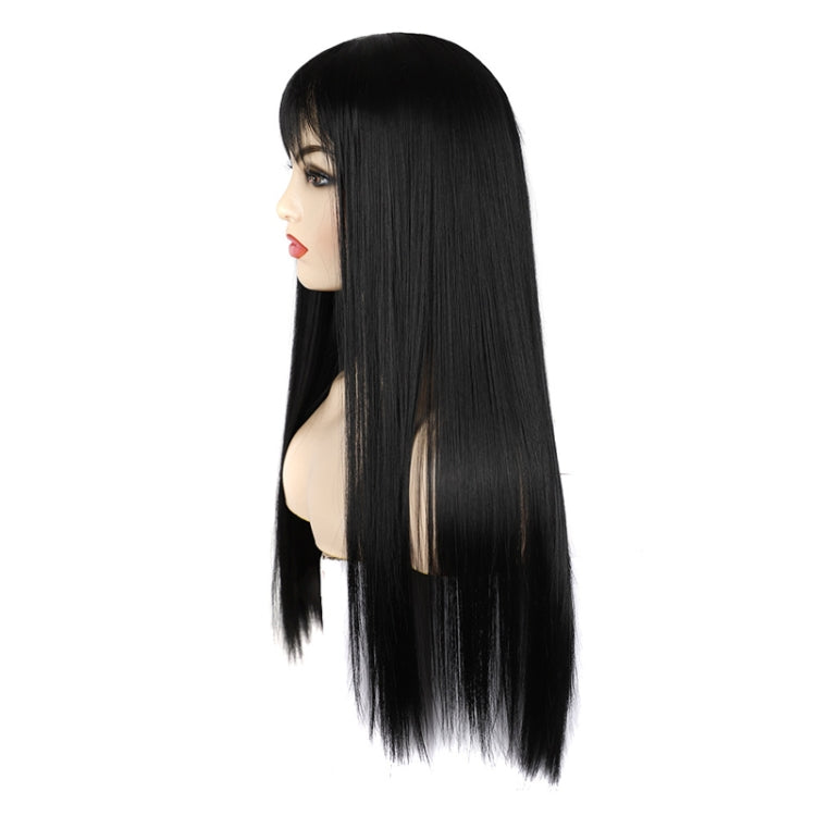 Dynamic Long Straight Hair With Messy Bangs Wig Headcover(Orange Red ...