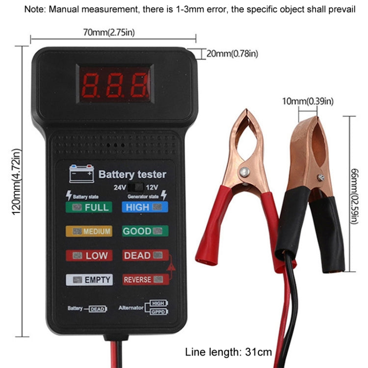 12/24V Battery Tester Car Battery Checker Electricity Capacity Tester ...