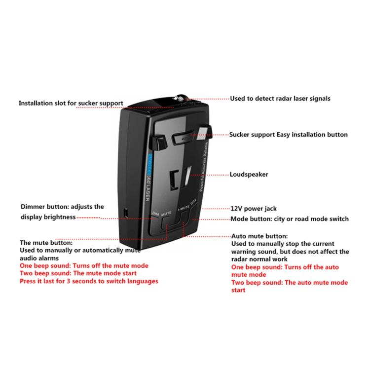 RAD2000 Car Lidar Speed Detector Car Electronic Dog, Support English/R ...