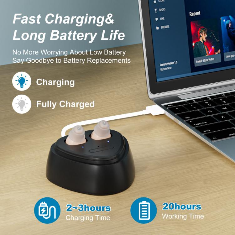 Ultra-Compact In-Ear Invisible Hearing Amplifier With Charging Case Fo ...