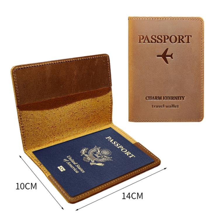 Crazy Horse Leather Passport Holder Ticket Case Travel Document Organi ...