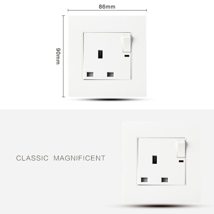 86 Type PC 13A Three Hole Power Socket with Light Switch, UK Plug ...