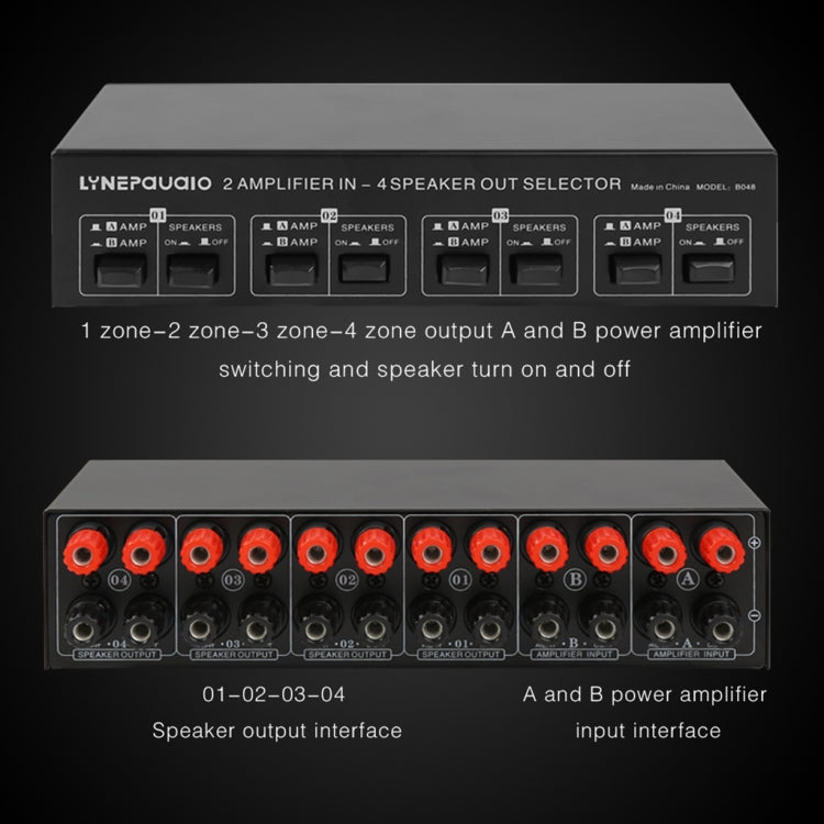 2-in 4-out Power Amplifier Speaker Switcher Splitter Comparator 300W P ...