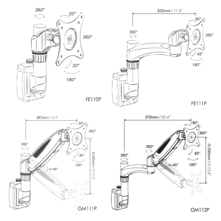 Gibbon Mounts Lifting and Rotating Computer Monitor Bracket Slide Rail ...