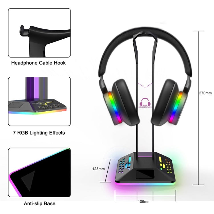 Dual USB RGB Color Changing Gaming Headset Stand(Black) – Maverick Sales