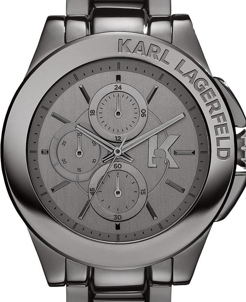 Authentic KARL LAGERFELD Gunmetal Stainless Steel Chronograph Mens Wat ...
